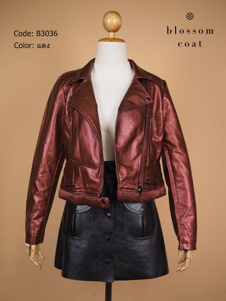 B3036 เสื้อแจ็คเก็ตเมทัลลิค สีแดง - Blossom Coat
