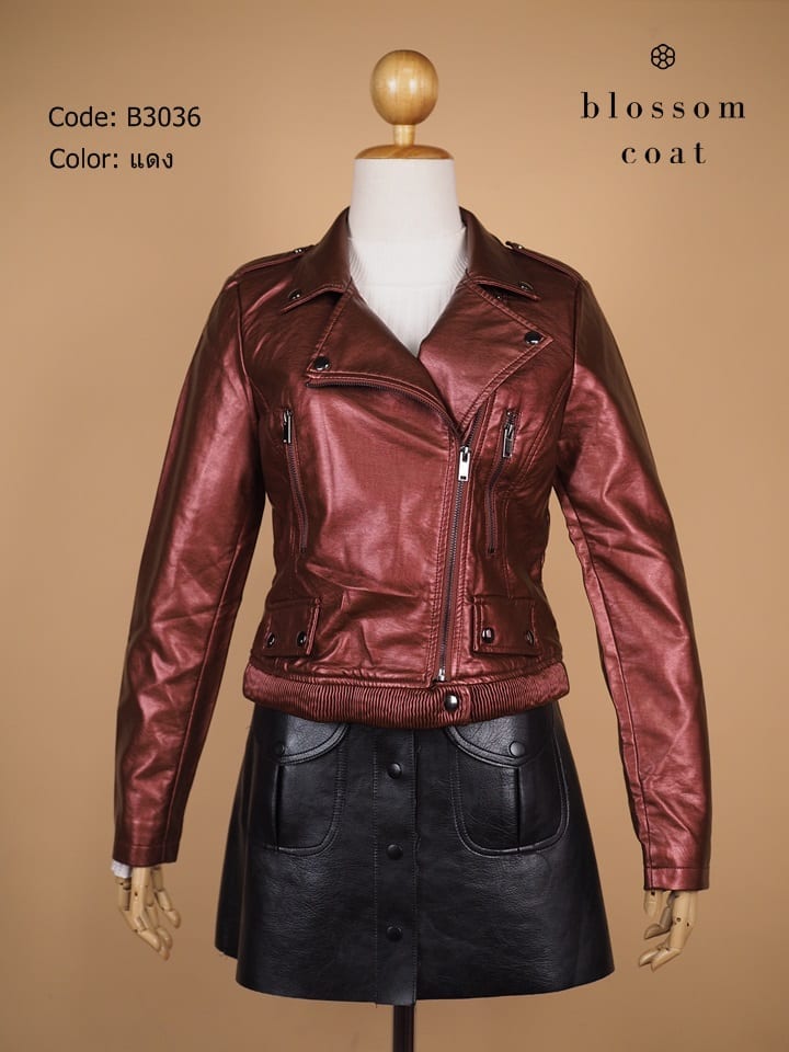 B3036 เสื้อแจ็คเก็ตเมทัลลิค สีแดง - Blossom Coat