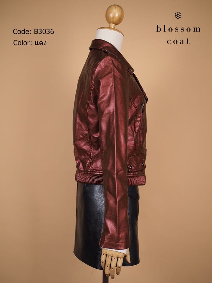B3036 เสื้อแจ็คเก็ตเมทัลลิค สีแดง - Blossom Coat