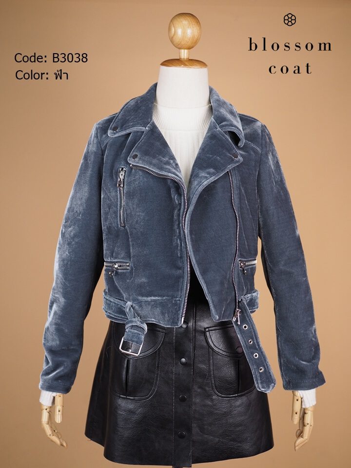 B3038 แจ็คเก็ตกำมะหยี่ สีฟ้า - Blossom Coat
