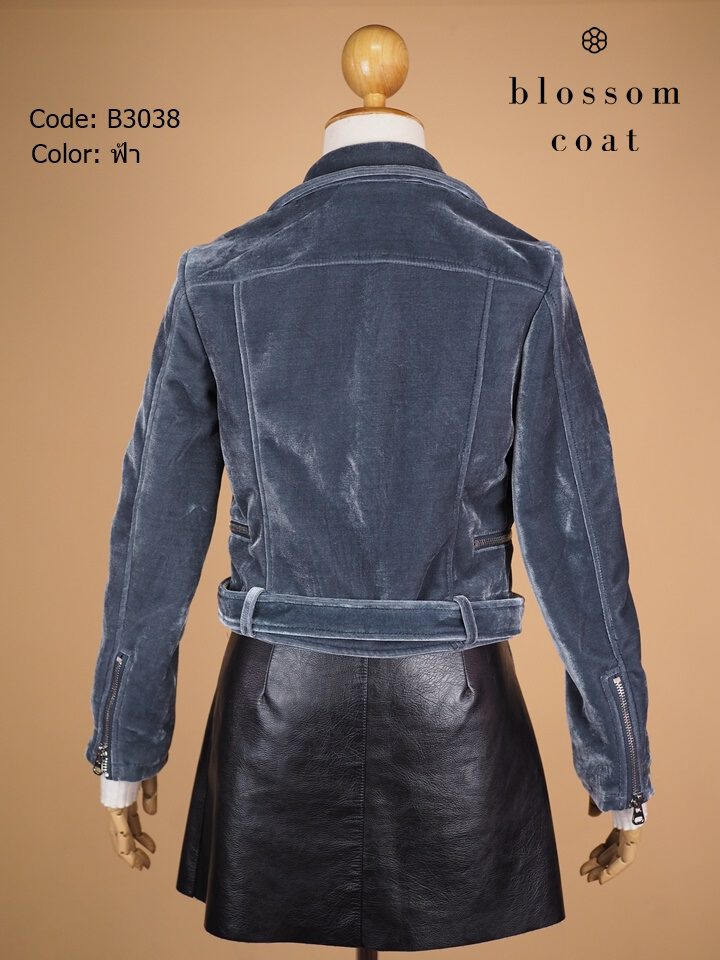 B3038 แจ็คเก็ตกำมะหยี่ สีฟ้า - Blossom Coat