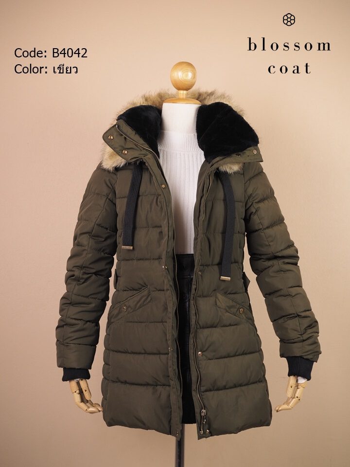 B4042 เสื้อขนเป็ด ZARA 2018 คอดเอว มี 2 สี - Blossom Coat