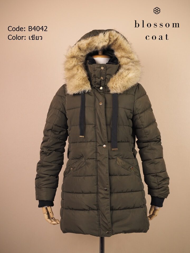 B4042 เสื้อขนเป็ด ZARA 2018 คอดเอว มี 2 สี - Blossom Coat